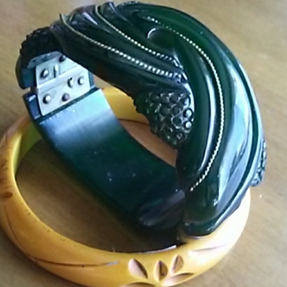 bakelite | Jewelry | Bakelite Green Yellow Bracelets | Poshmark